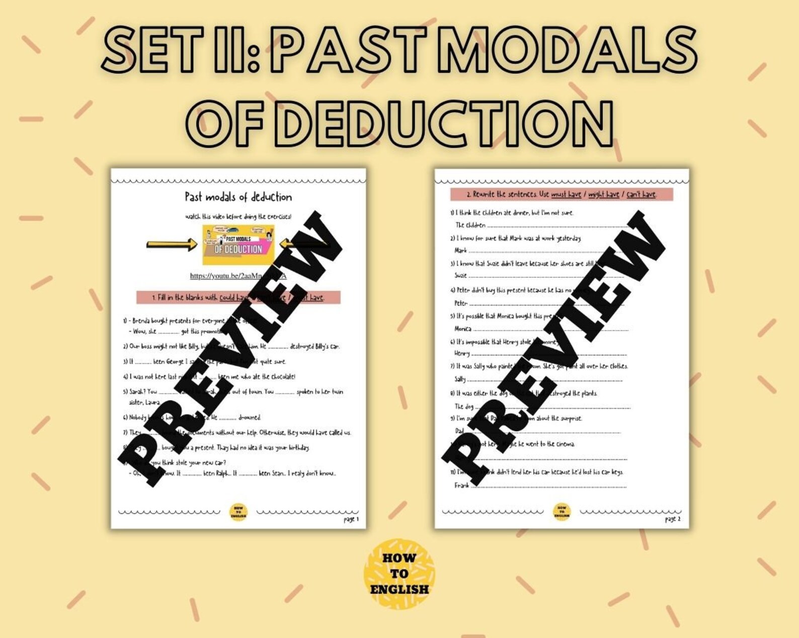 ESL Modals Past Modals of Deduction Bundle Printable Worksheets How to ...