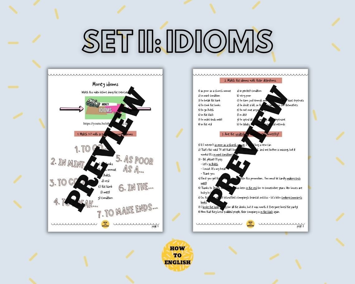 ESL MONEY BUNDLE: Vocabulary, Idioms, Phrasal Verbs | Printable ...