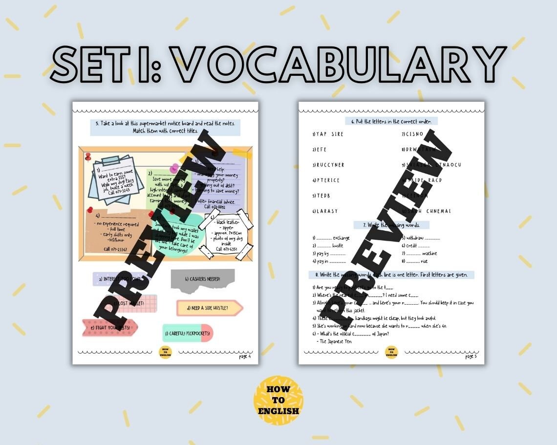 ESL MONEY BUNDLE: Vocabulary, Idioms, Phrasal Verbs | Printable ...