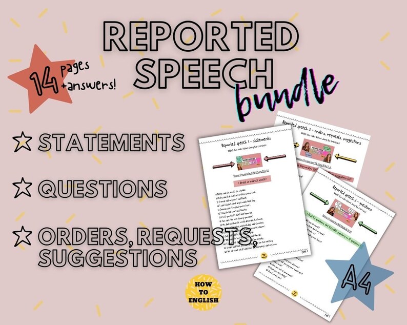ESL Reported Speech Statements, Questions, Orders, Requests ...