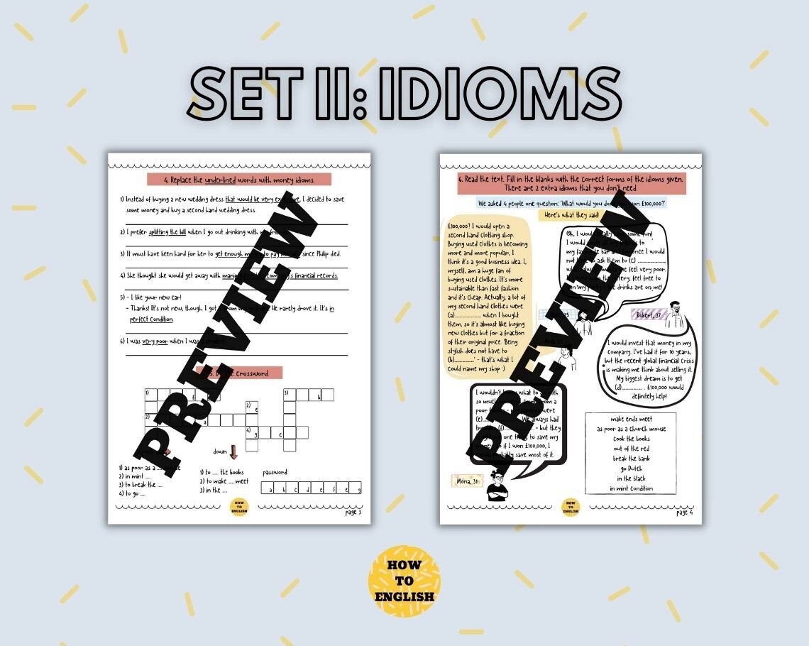 ESL MONEY BUNDLE: Vocabulary, Idioms, Phrasal Verbs | Printable ...