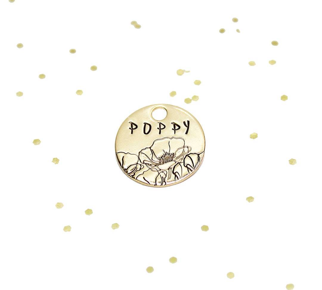 Bouquet of Poppies Dog Id Tag Stamped Pet ID Tag Pet ID Tag Cat ID Tags ...