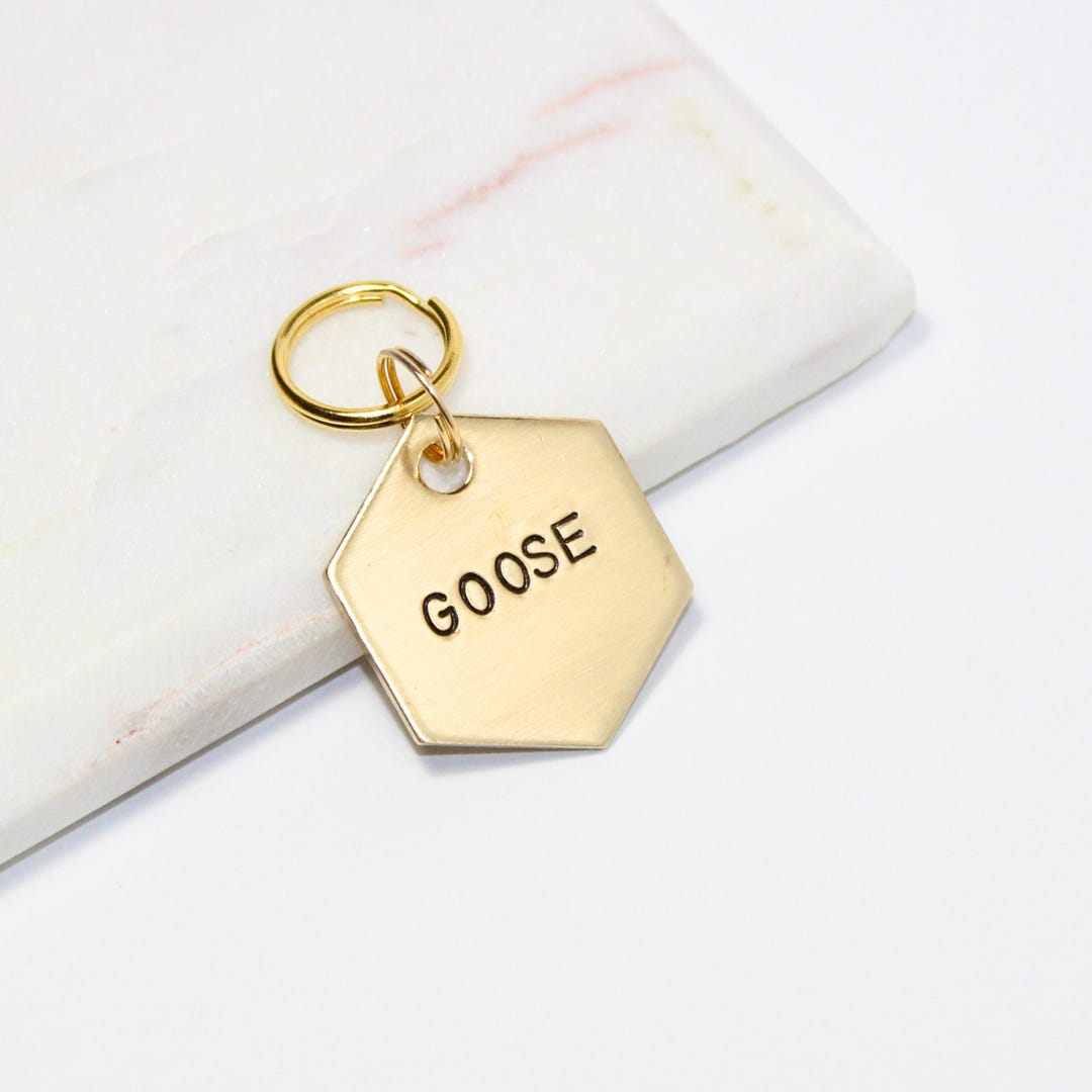 1" Hexagon Dog Tag • Pet Name ID Tag • Pet ID Tag • Cat ID Tags • Hand ...