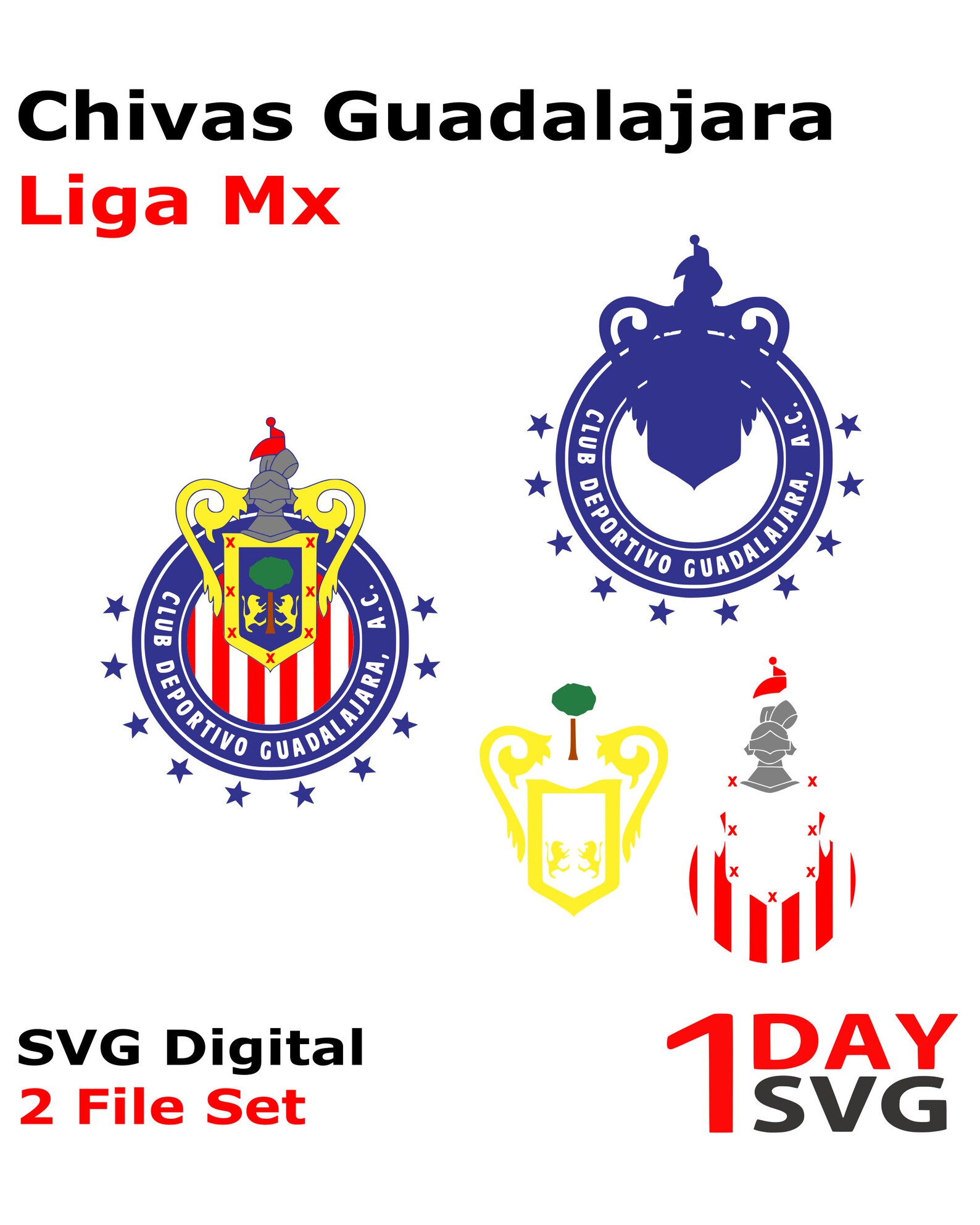 Chivas Guadalajara Liga Mexicana Logo SVG File Only, Custom Svg Designs ...