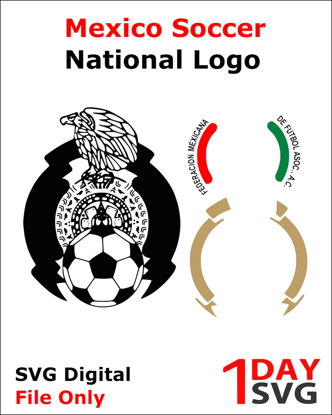 Mexico National Team Logo SVG File Only, We Make Custom Svg Designs and ...