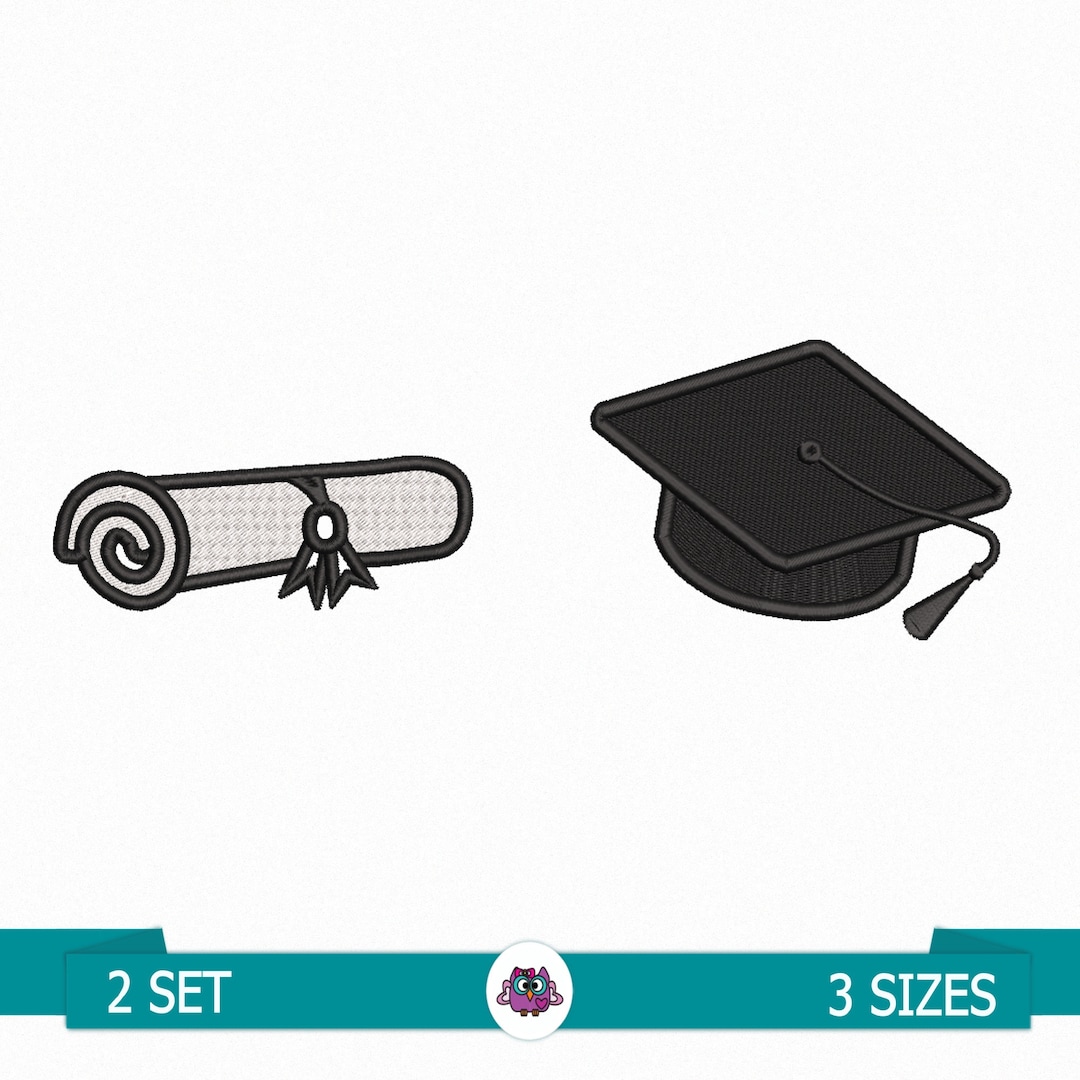 Graduation Hat and Diploma - Graduation Machine Embroidery Design ...