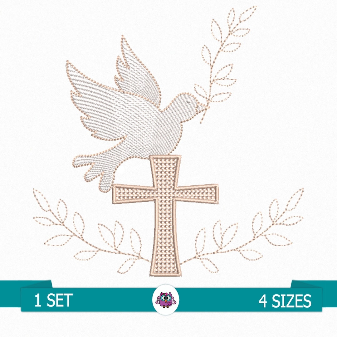 Baptism Cross and Pigeon - Digital Embroidery File - Embroidery Archive ...