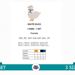 Wite Duck - Digital Embroidery Design for Embroidery Machine (instant ...