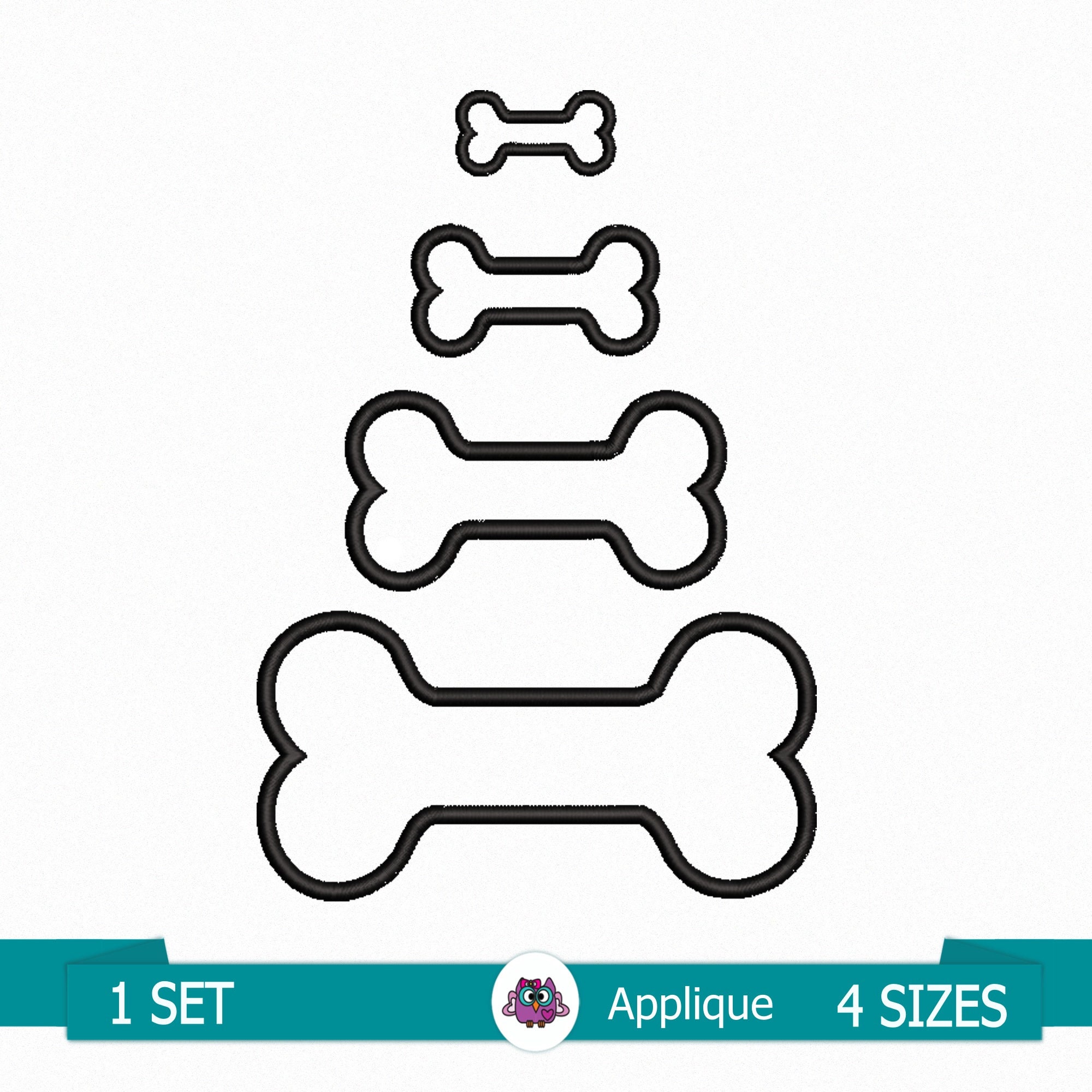 Dog Bone Applique Design - Digital Embroidery File - Dog Bone ...