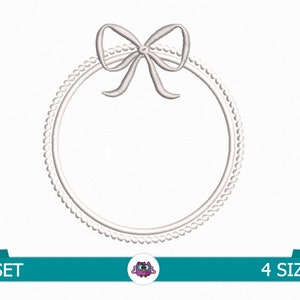 Round Frame With a Bow Applique - Machine Embroidery Design - Circle ...
