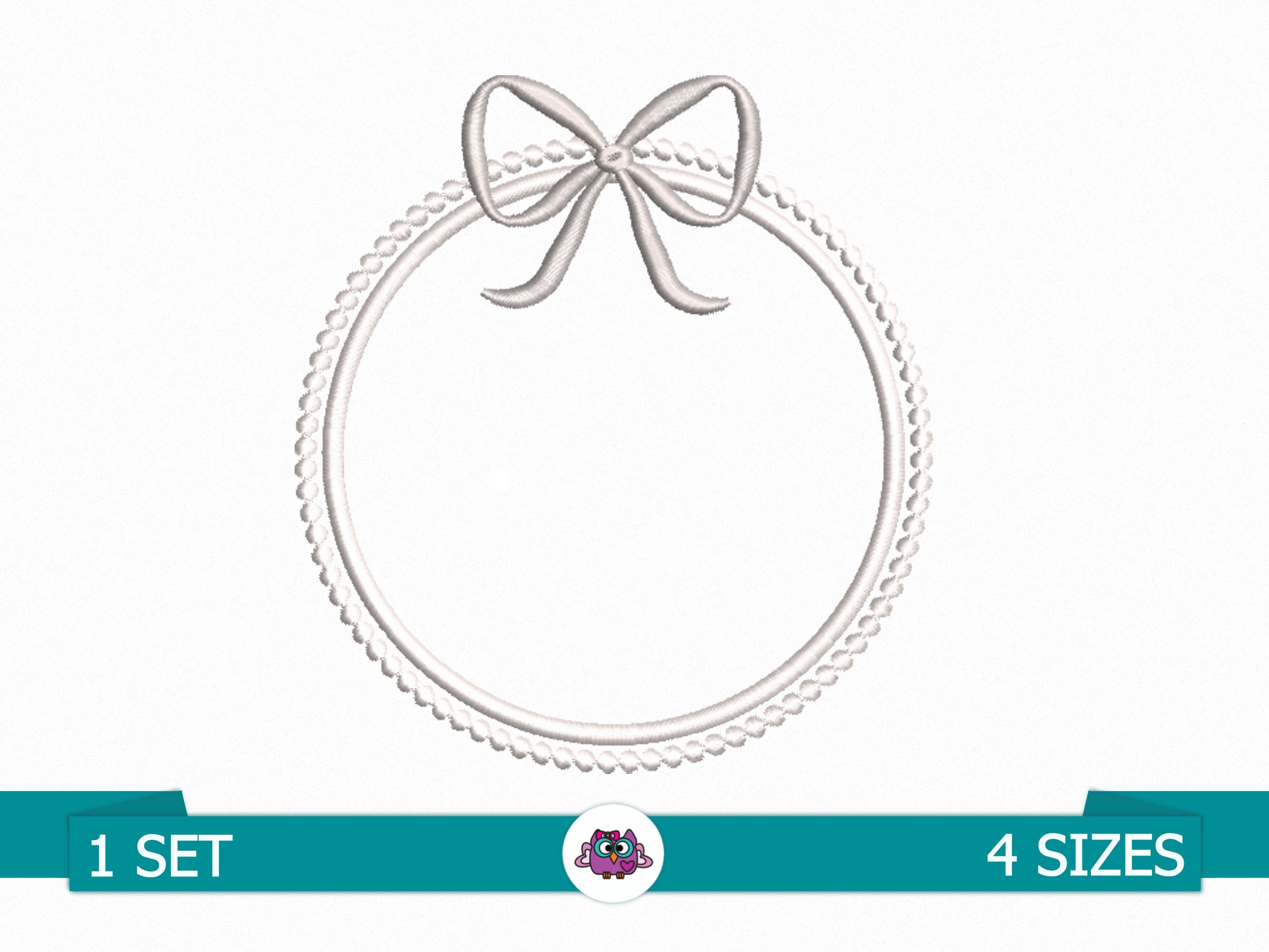 Round Frame With a Bow Applique - Machine Embroidery Design - Circle ...