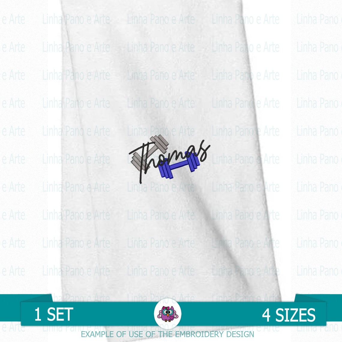 Dumbbell Mini Embroidery - Embroidery File Design - Barbell Embroidery ...