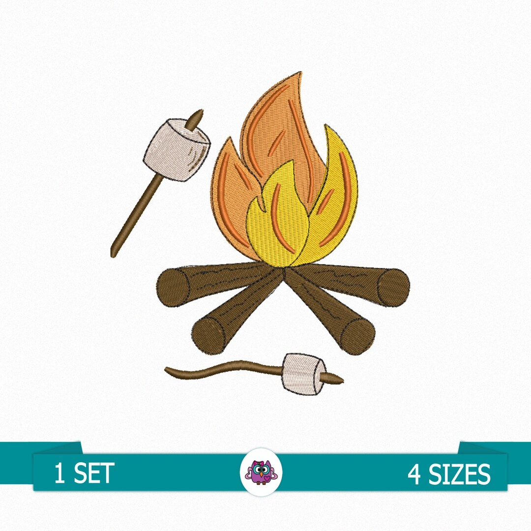 Camp Fire Embroidery Design - Digital Embroidery File - Summer ...