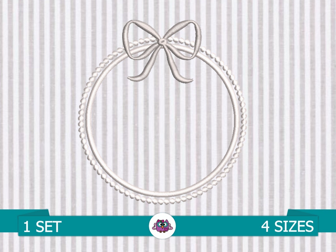 Round Frame With a Bow Applique - Machine Embroidery Design - Circle ...