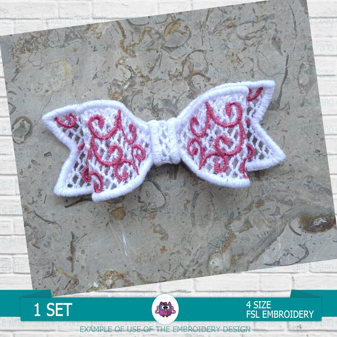Lace Bow (FSL) - Digital Embroidery File - Machine Embroidery Lace ...