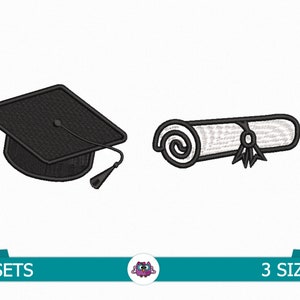 Graduation Machine Embroidery Design Cap and Diploma Graduation Cap ...