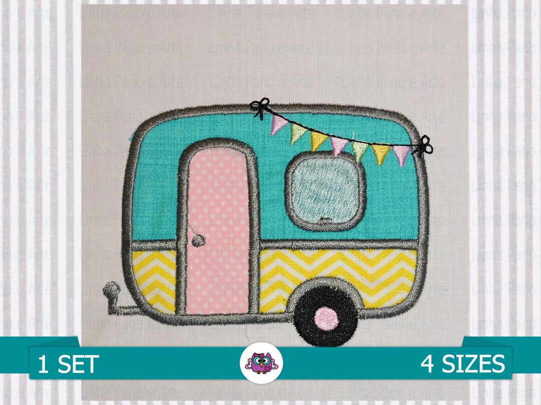 Camper Appliqué - Digital Embroidery Machine Embroidery - Camping ...