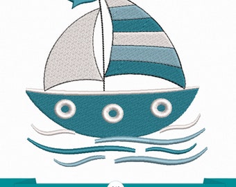 Boat Embroidery Design Sailing Boat Embroidery File Ship Embroidery ...
