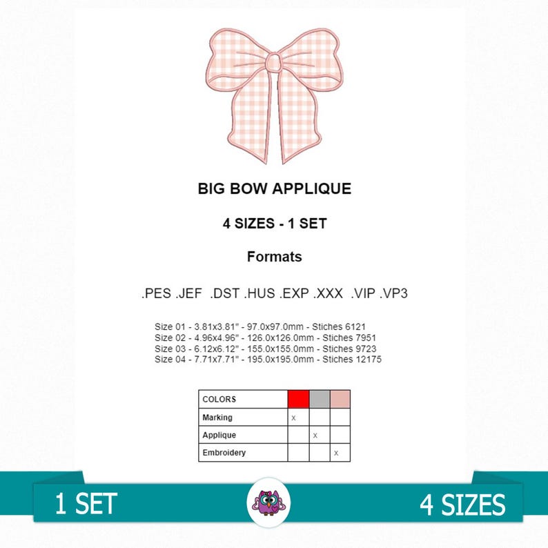 Big Bow Applique Design - Digital Machine Embroidery - Embroidery ...