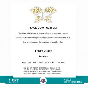 Lace Bow (FSL) - Digital Embroidery File - Machine Embroidery Lace ...