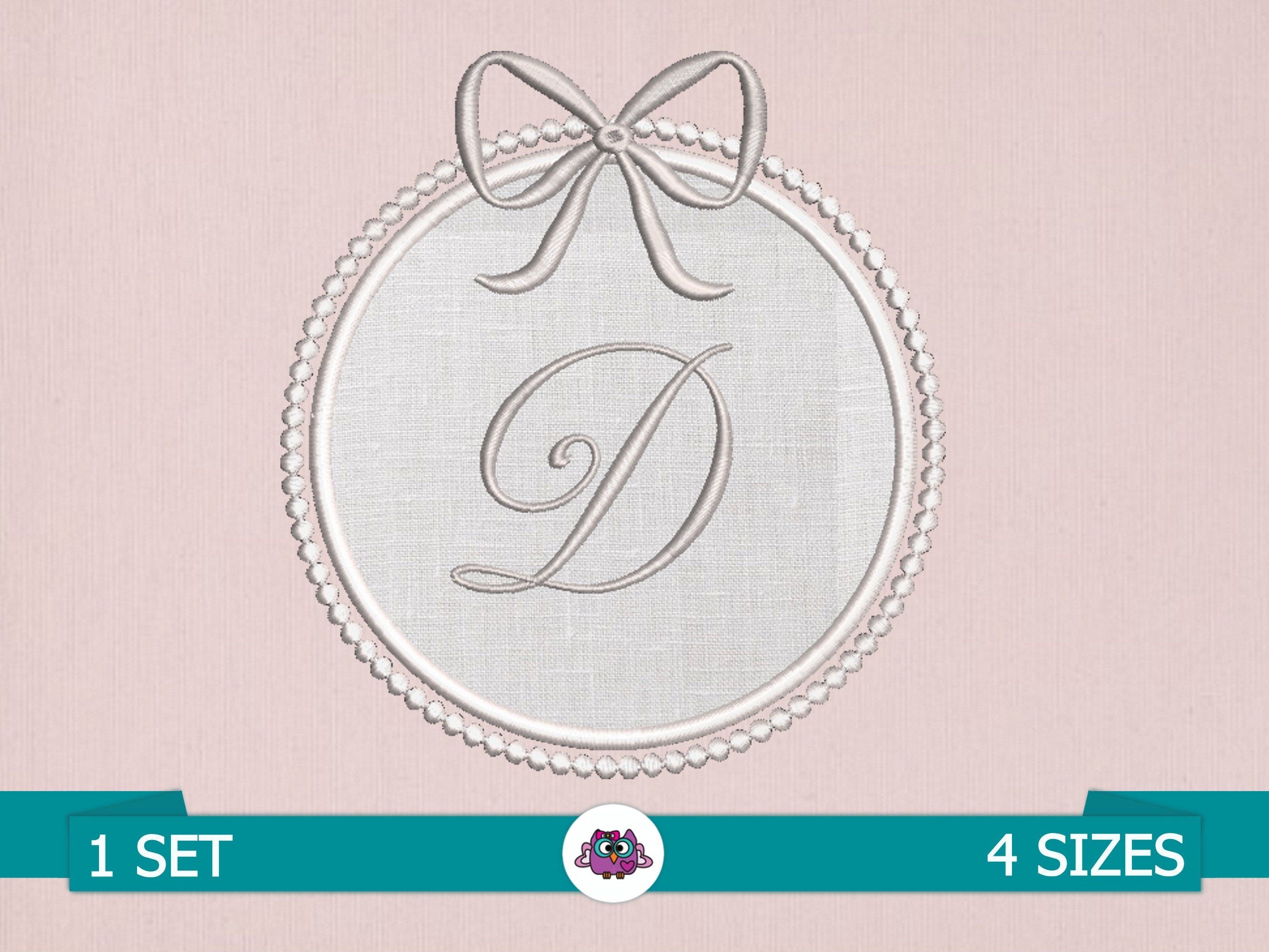 Round Frame With a Bow Applique - Machine Embroidery Design - Circle ...