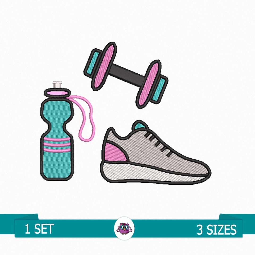 Gym Accessories Embroidery File - Embroidery File Design - Water Bottle ...