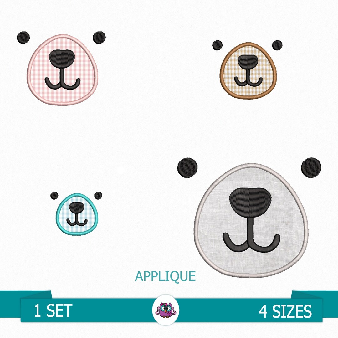 Bear Face Applique Embroidery - Digital Embroidery File - Bear ...
