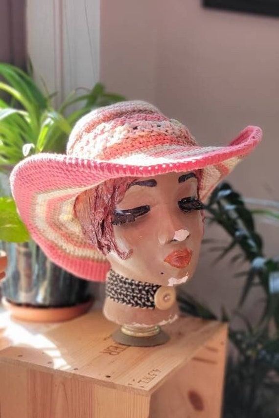 Wide Brim Crocheted Sun Hat Neapolitan Cream - Etsy