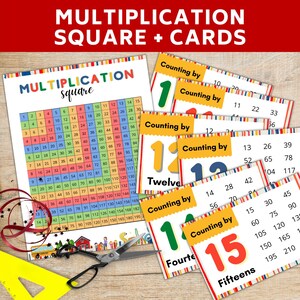 Multiplication Square Printable Poster and Cards Learning - Etsy UK