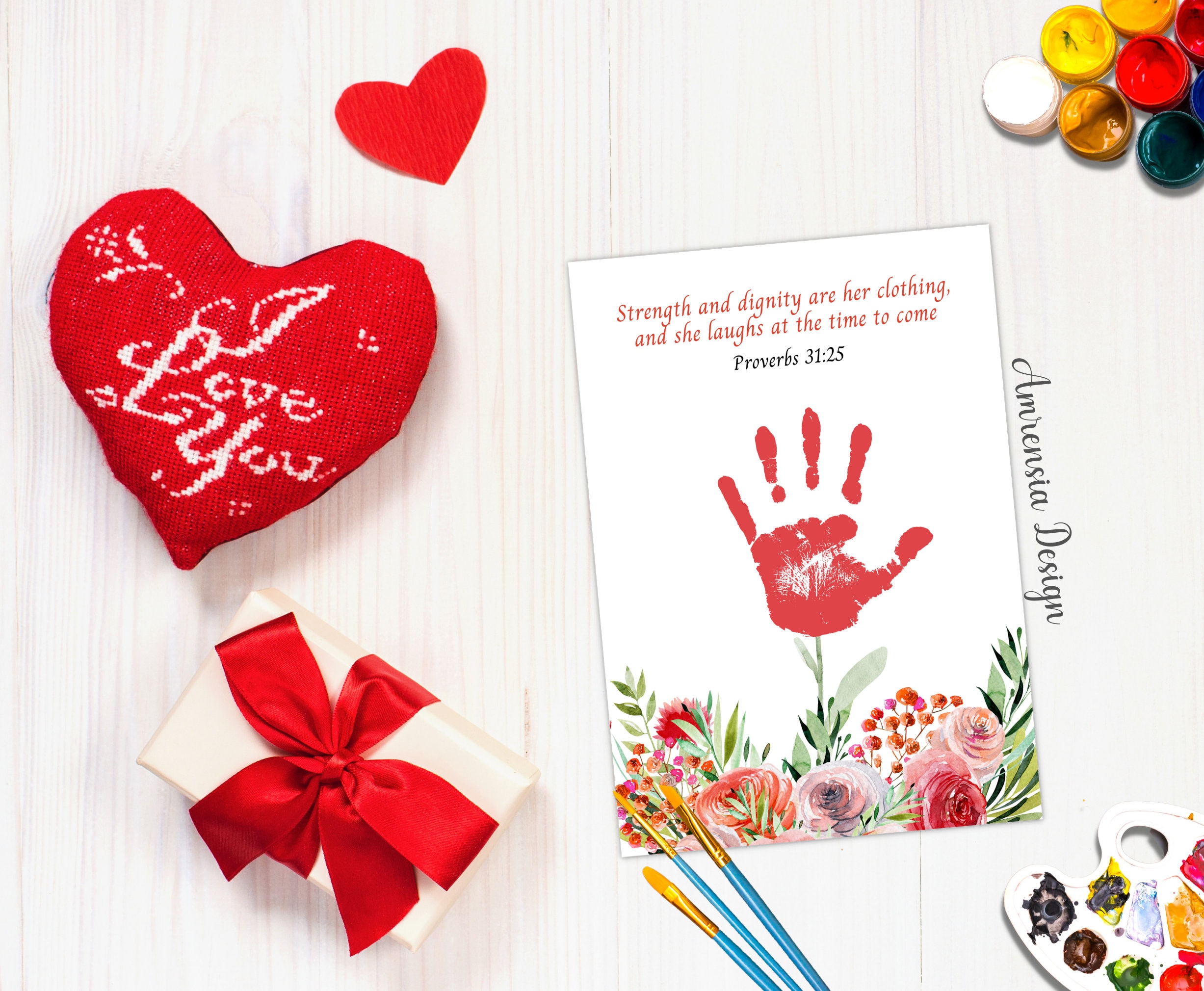 Bible Verse for Mom, Happy Mother's Day Handprint Art, Baby Toddler ...