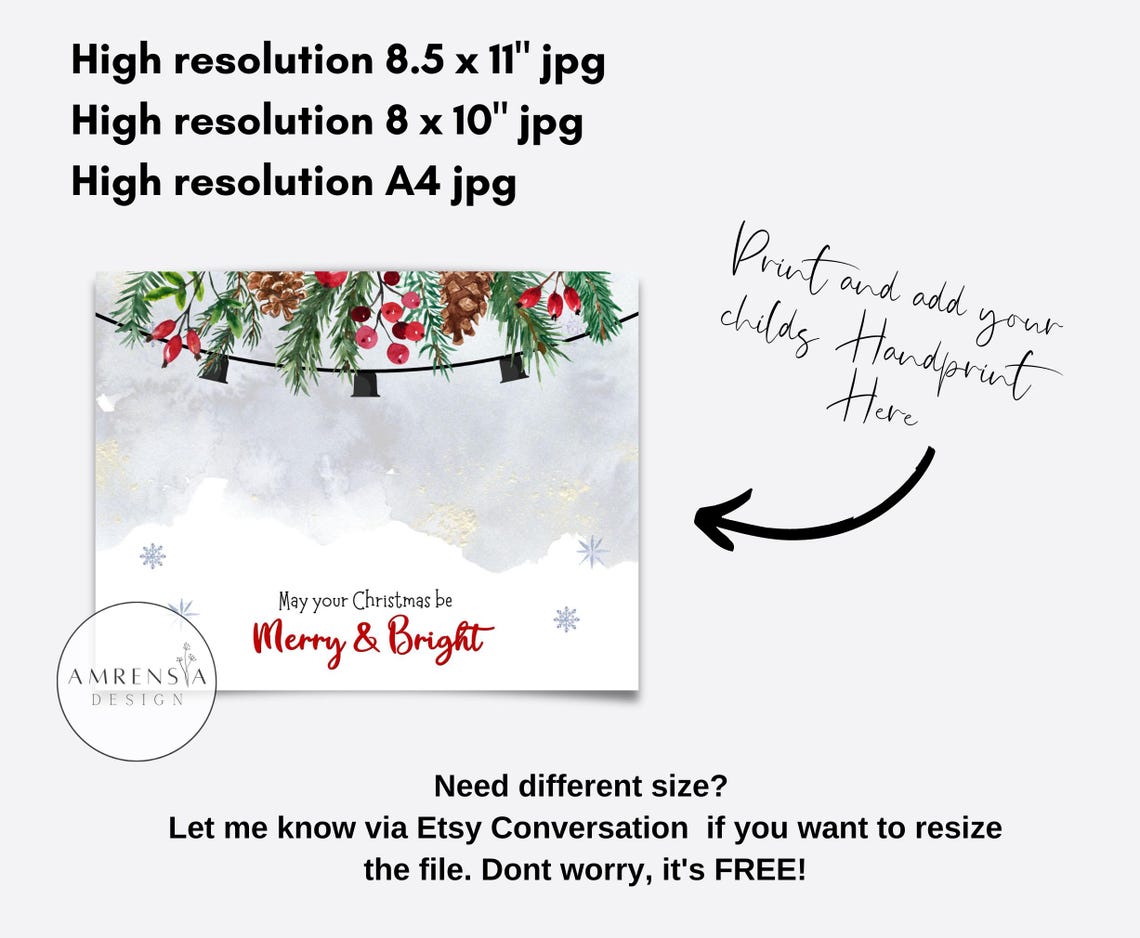 Christmas Light Family Handprint Art, Be Merry and Bright, Christmas ...