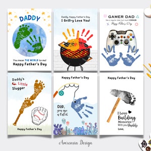 20 Design Fathers Day Handprint Footprint Keepsake for Dad, DIY ...