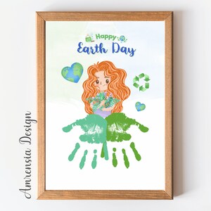 Feliz Día de la Tierra Madre tierra Go Green Handprint art Kids Baby ...