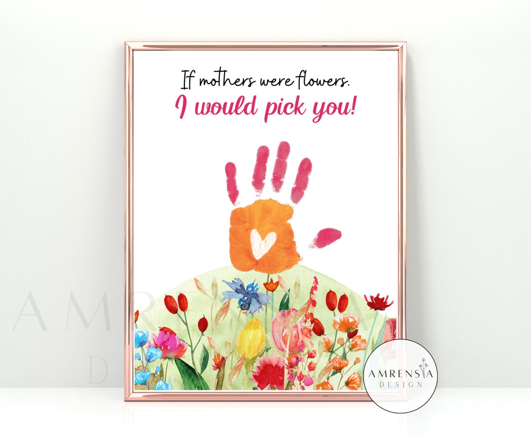 Flower Handprint Craft, Happy Mother's Day Handprint Art, Baby Toddler ...