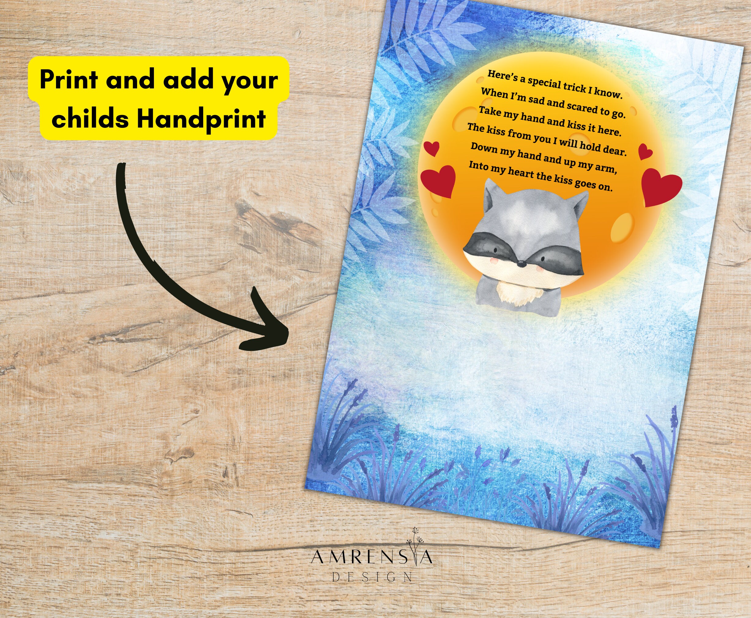 The Kissing Hand Book Raccoon, My First Day of Preschool Handprint Art ...