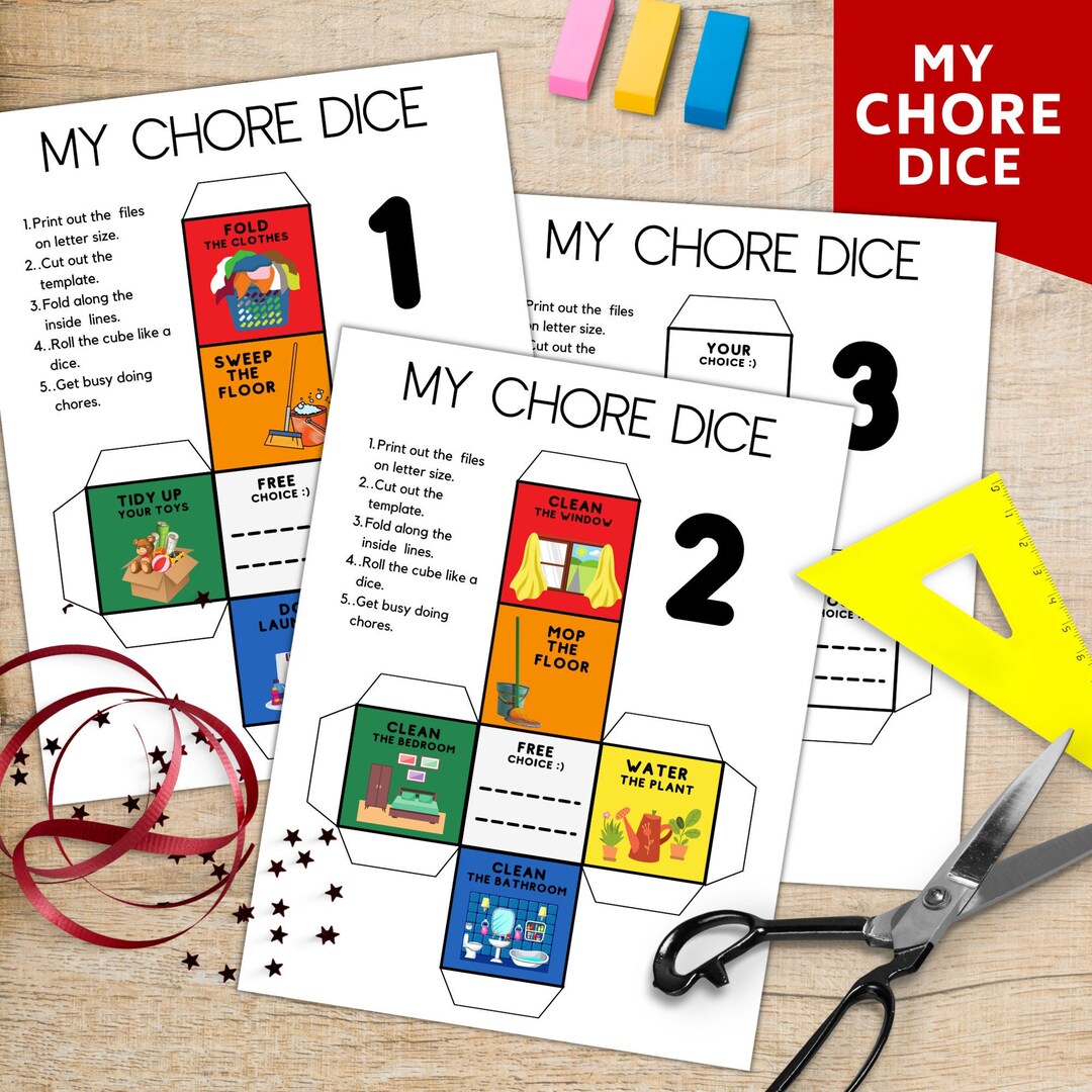 Chore Dice for Kids, Kids Activity at Home, Preschool, Fun Activity for ...