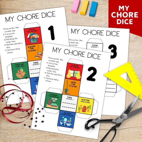 Chore dice for kids kids activity at home preschool fun | Etsy