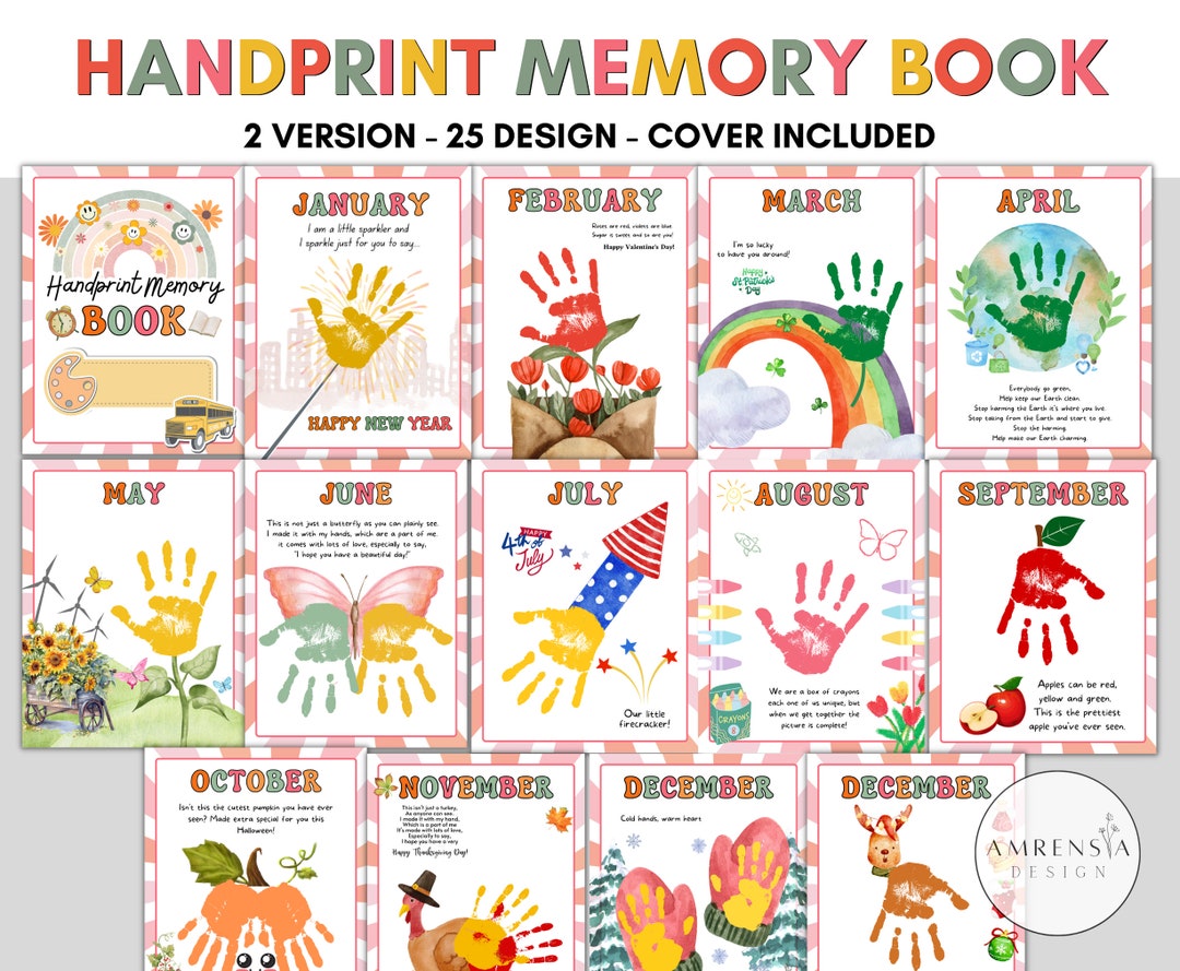 25 Design Handprint Memory Book Printable for Prek, Preschool ...