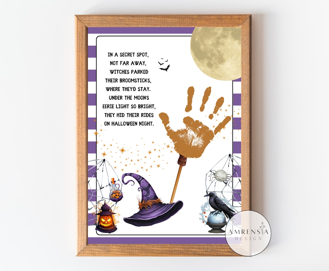 Witches Broom Halloween Poem, Halloween Handprint Art, Happy Halloween ...