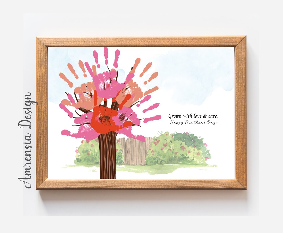 Love Grows Here Handprint Art, Mothers Day Gift, Baby Toddler Kids ...