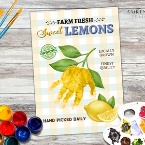 Handprint Craft Market Fresh Sweet Lemon Sign,farmhouse Lemon Handprint ...