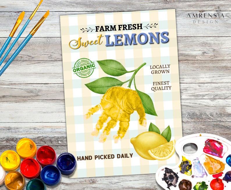 Handprint Craft Market Fresh Sweet Lemon Sign,farmhouse Lemon Handprint ...