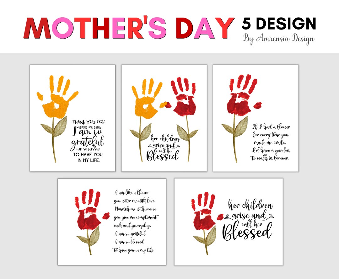 Mothers Day Handprint Art Bundle,handprint Keepsake Art Gift for Mom ...