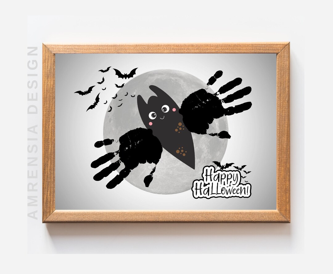 Halloween Handprint Art, Bat Happy Halloween Keepsake Craft Handprint ...