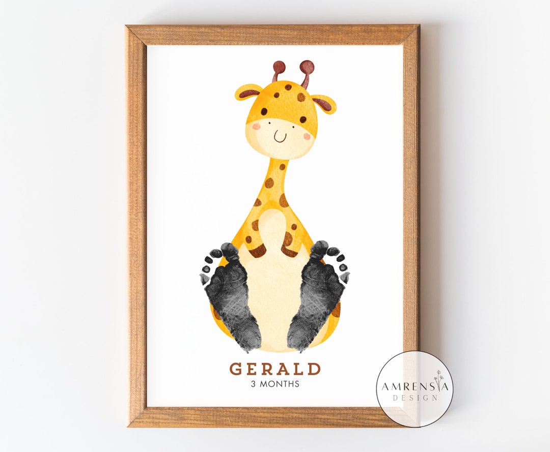Personalised Baby Giraffe Footprint DIY Kit, Custom Baby Name Sign ...