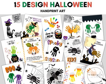 15 Design BUNDLE Handprint Footprint Art,happy Halloween Keepsake Craft ...