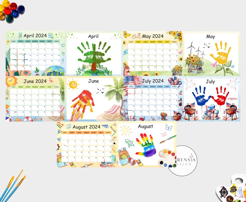 School Year Handprint Calendar 2025/2026 Memory Book Printable for Prek ...