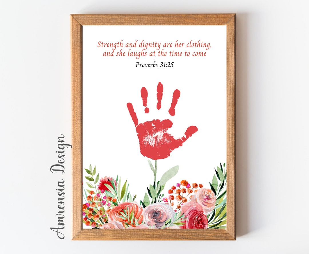 Bible Verse for Mom Happy Mother's Day Handprint Art - Etsy
