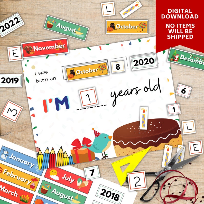 Name Spelling and Age Printable, Preschool Homeschool Activity ...