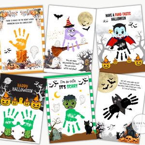15 Design Halloween Handprint and Footprint Art, Printable Craft for ...